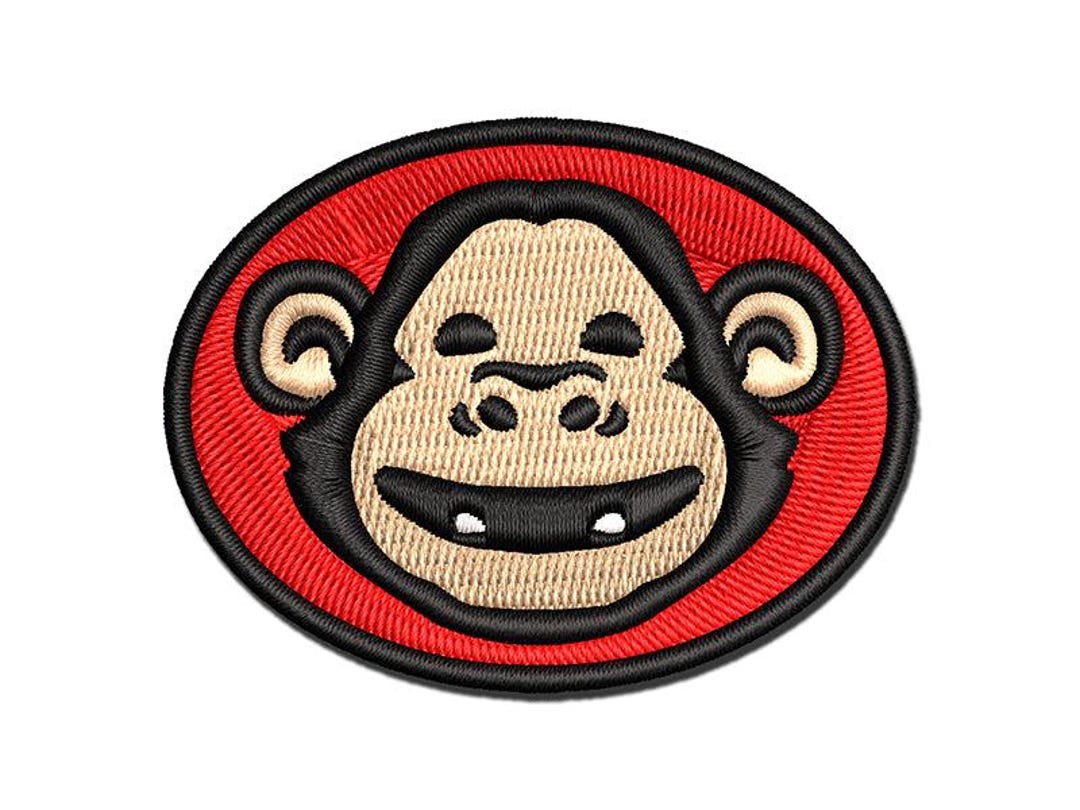 Grinning Chimpanzee Ape Monkey Face Multi-color Embroidered Iron-on or ...