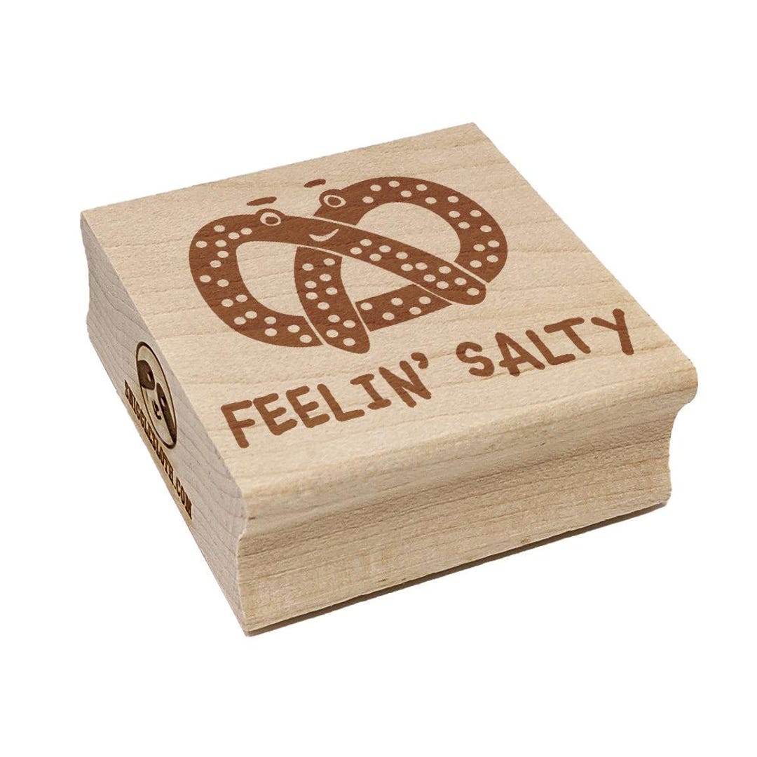Feeling Salty Kawaii Pretzel Cute Square Rubber Stamp for Stamping ...