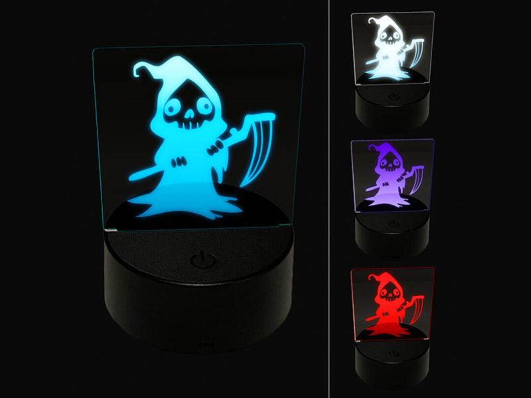 Creepy Spooky Skeleton Grim Reaper With Scythe Horror 3D Illusion LED ...