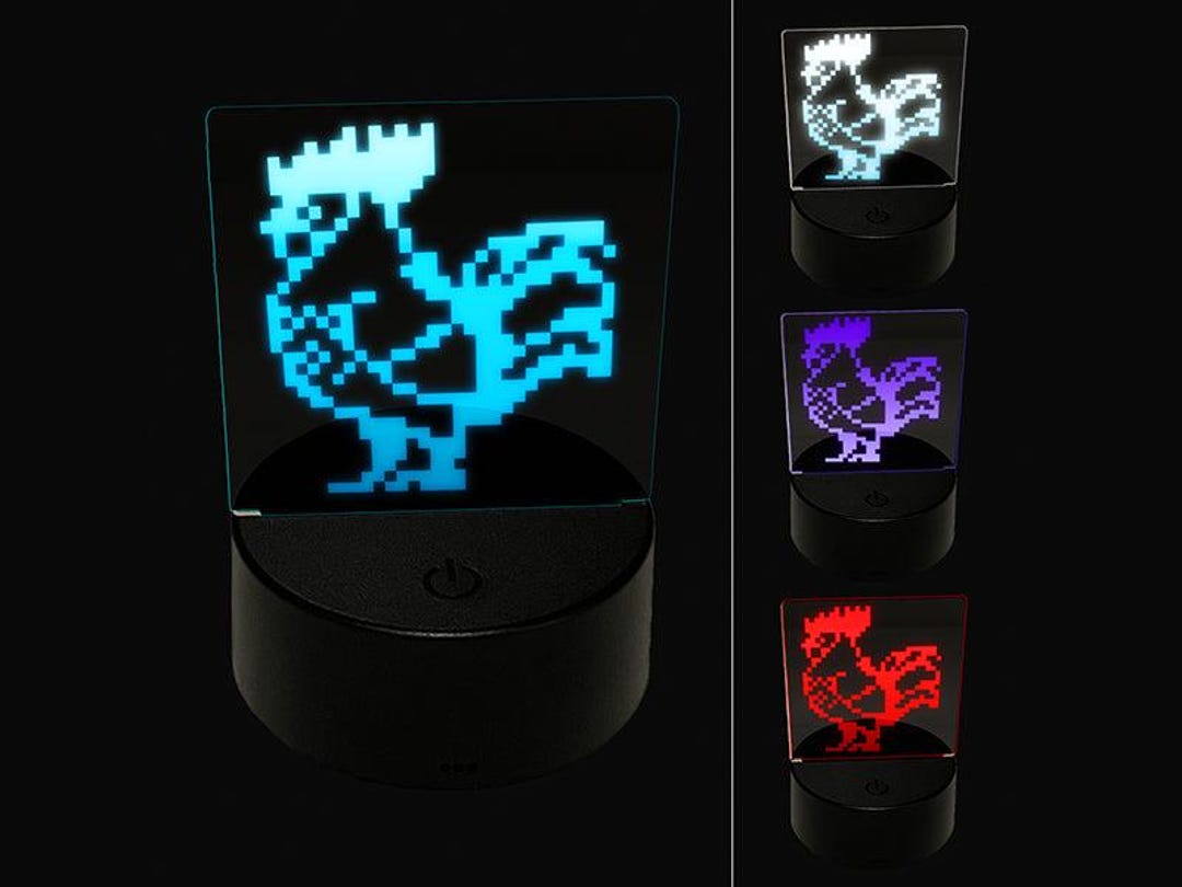 Pixel Rooster Chicken 3D Illusion LED Night Light Sign Nightstand Desk ...