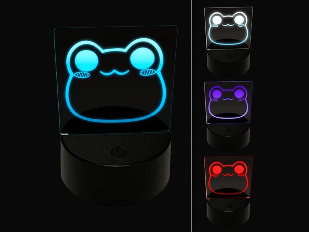 Charming Kawaii Chibi Smug Frog Toad Face Blushing Cheeks 3D Illusion ...