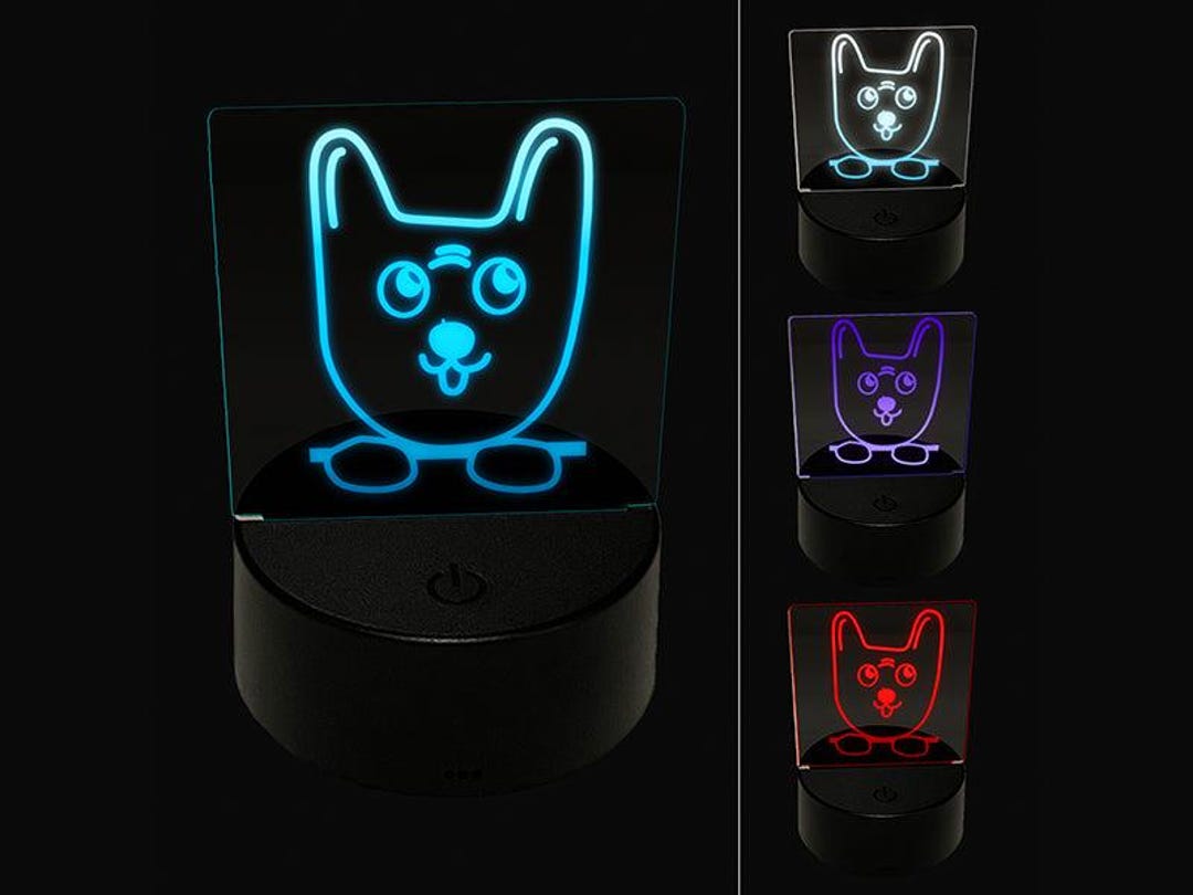 Cute Puppy Dog Doodle Face and Paws 3D Illusion LED Night Light Sign ...
