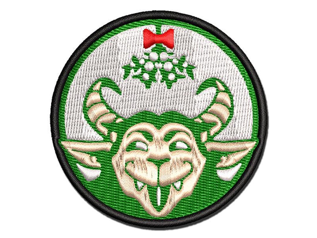 Cheeky Krampus Under Mistletoe Christmas Multi-color Embroidered Iron ...