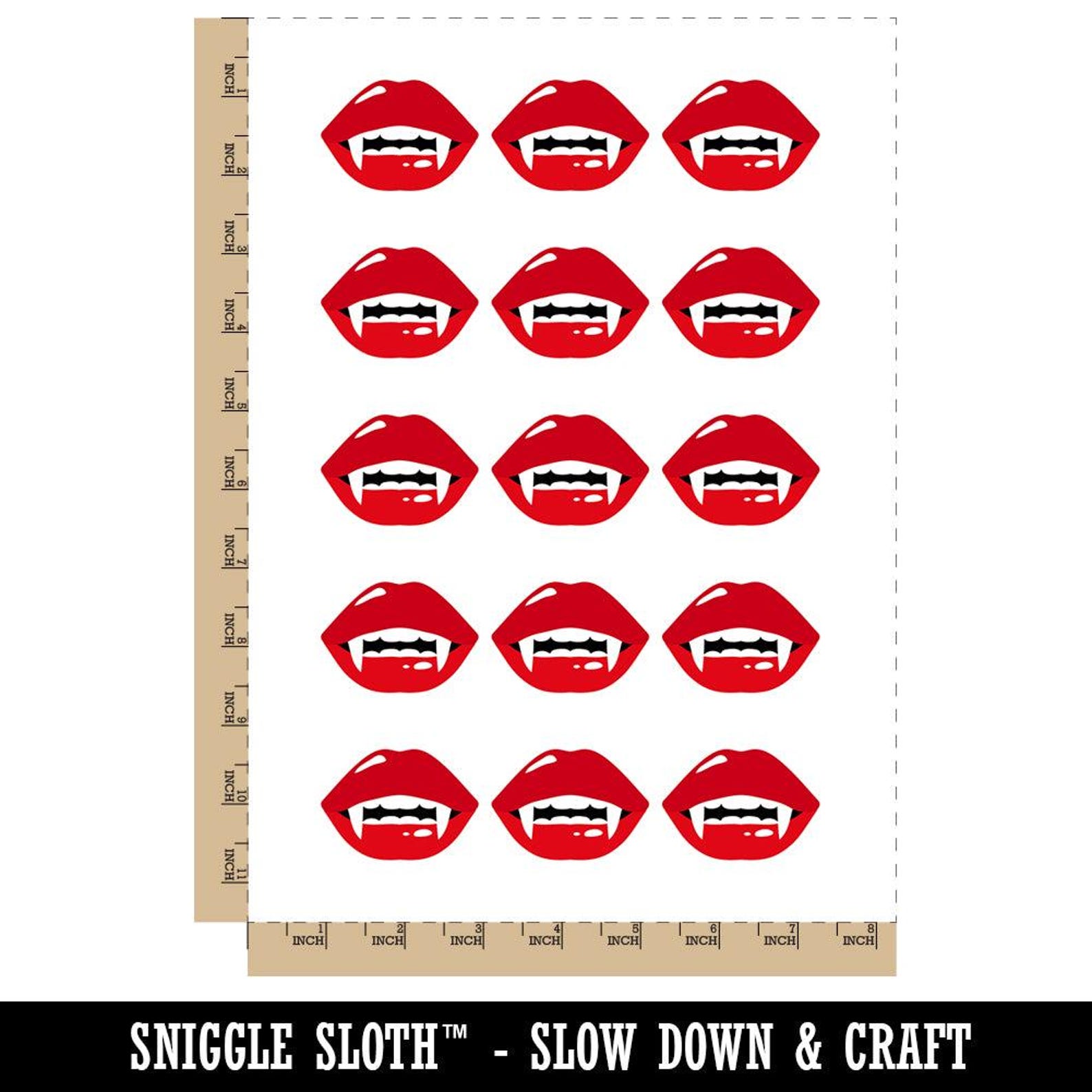 Juicy Red Vampire Lips Teeth Fangs Temporary Tattoo Water Resistant ...