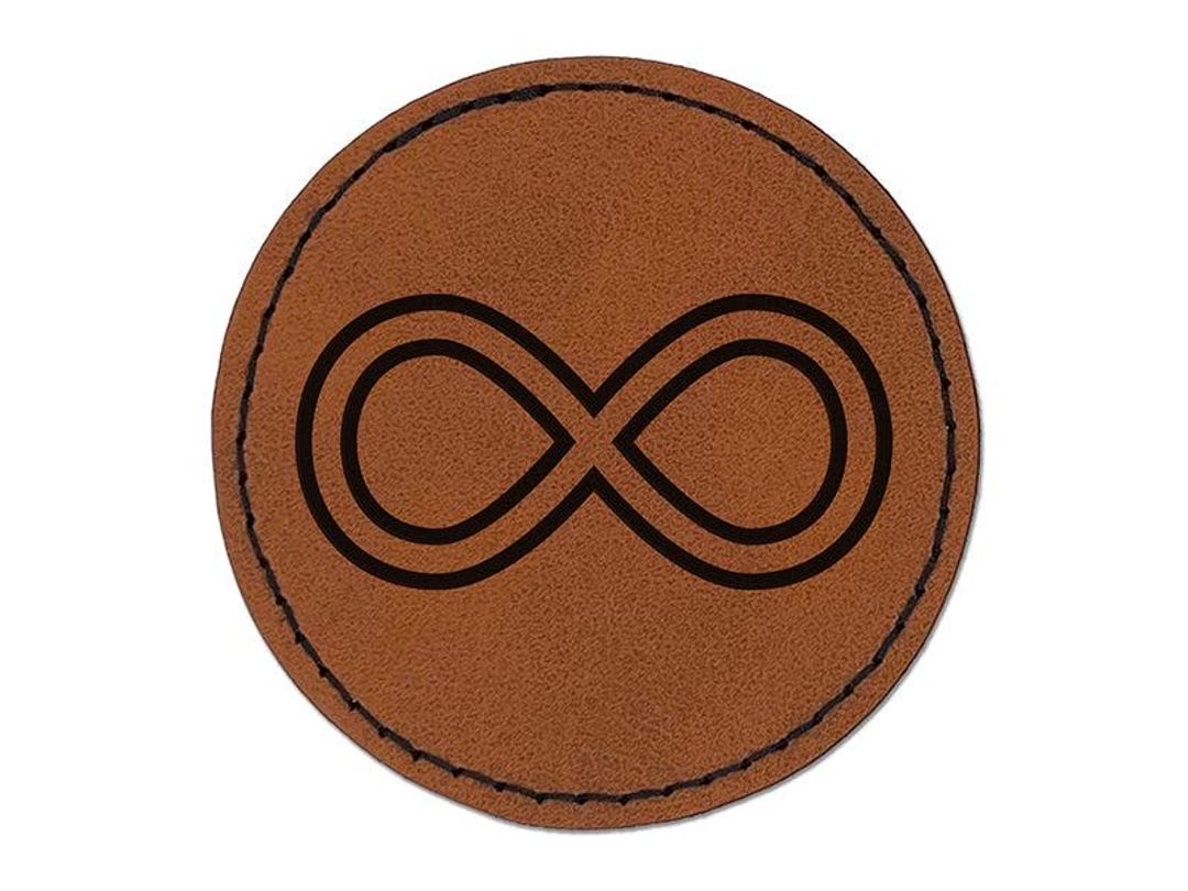 Infinity Symbol Outline Round Iron-on Engraved Faux Leather Patch ...