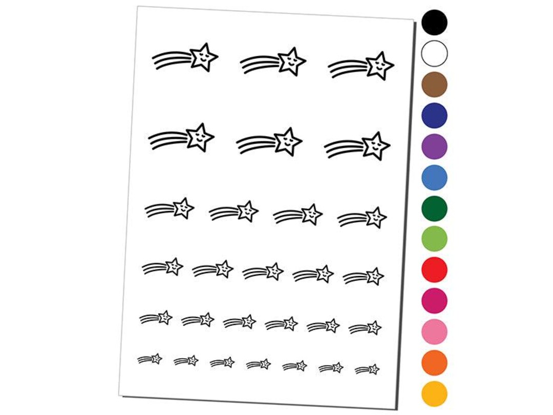 Smiling Shooting Star Temporary Tattoo Water Resistant Fake Body Art ...