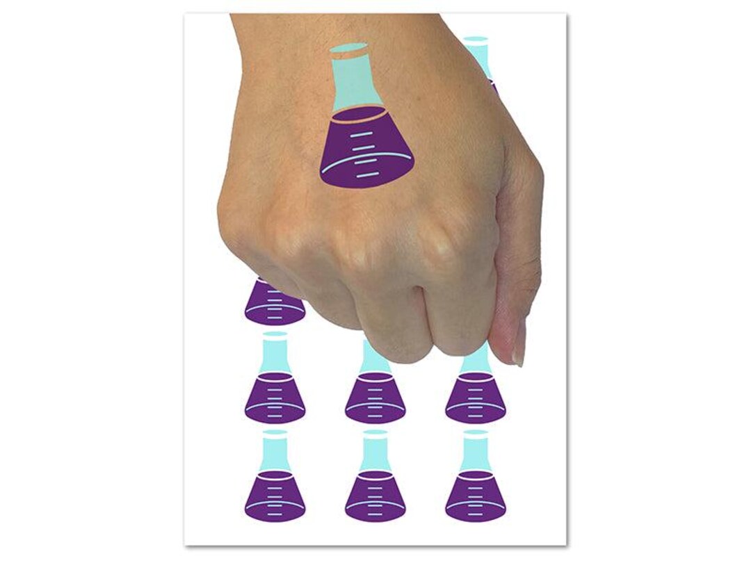 Glass Erlenmeyer Flask Chemistry Science Temporary Tattoo Water ...