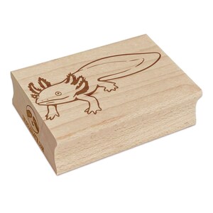 Realistic Albino Axolotl Mexican Amphibian Rectangle Rubber Stamp for ...