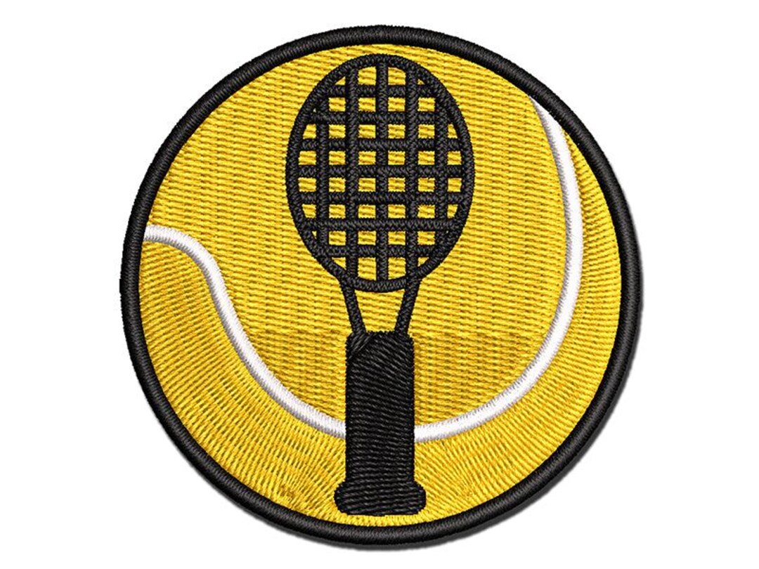 Tennis Racket Doodle Multi-color Embroidered Iron-on or Hook & Loop ...