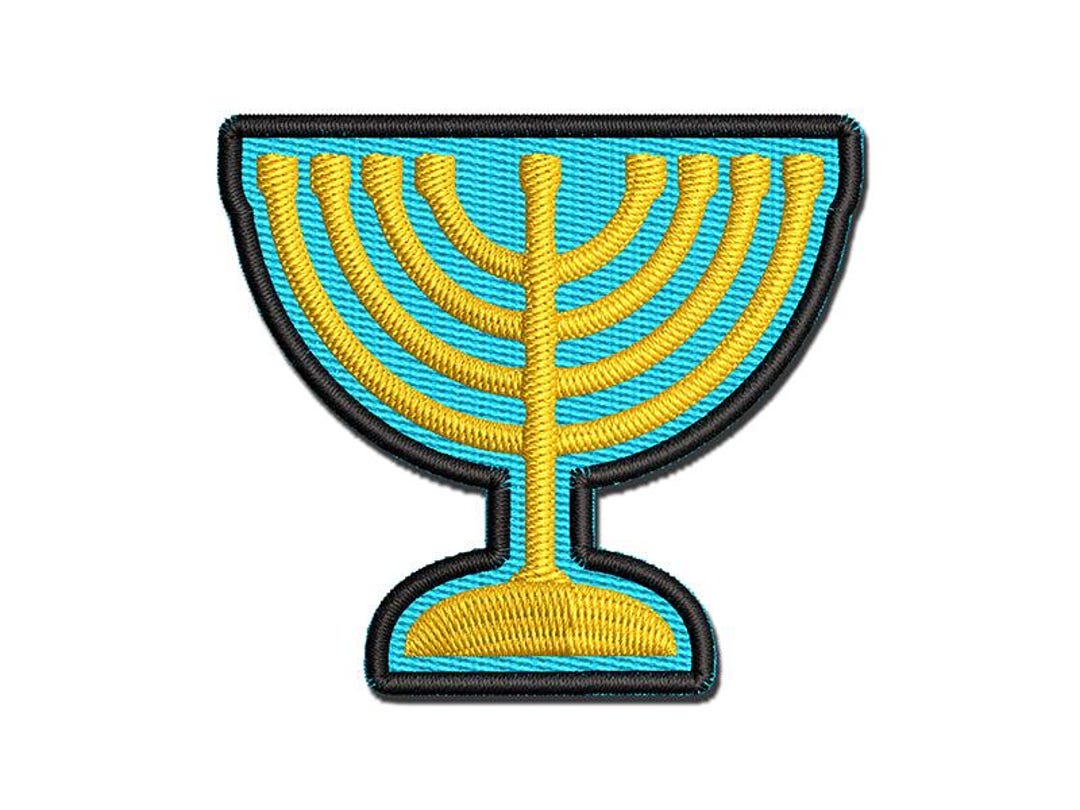 Menorah Hanukkah Multi-color Embroidered Iron-on or Hook & Loop Patch ...