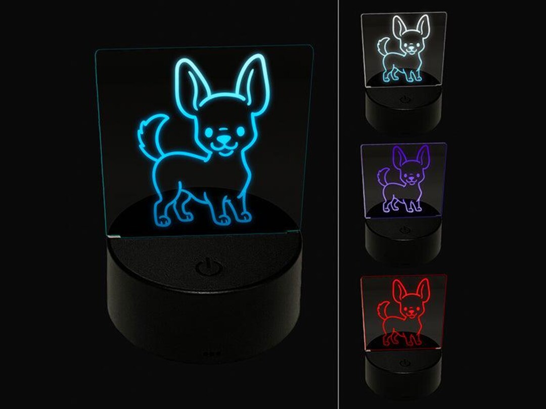 Chihuahua Standing Dog 3D Illusion LED Night Light Sign Nightstand Desk ...