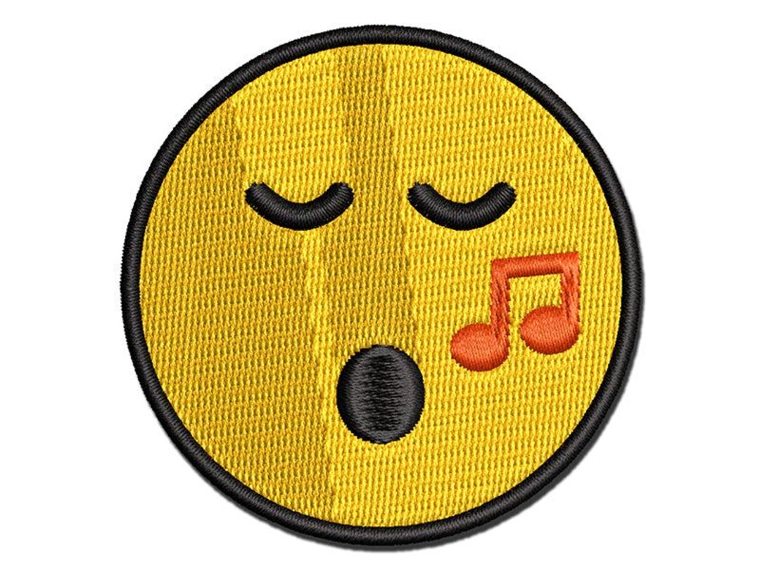 Singing Face Music Emoticon Multi-color Embroidered Iron-on or Hook ...