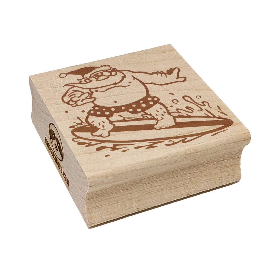 Surfing Santa Claus Christmas Square Rubber Stamp for Stamping Crafting ...