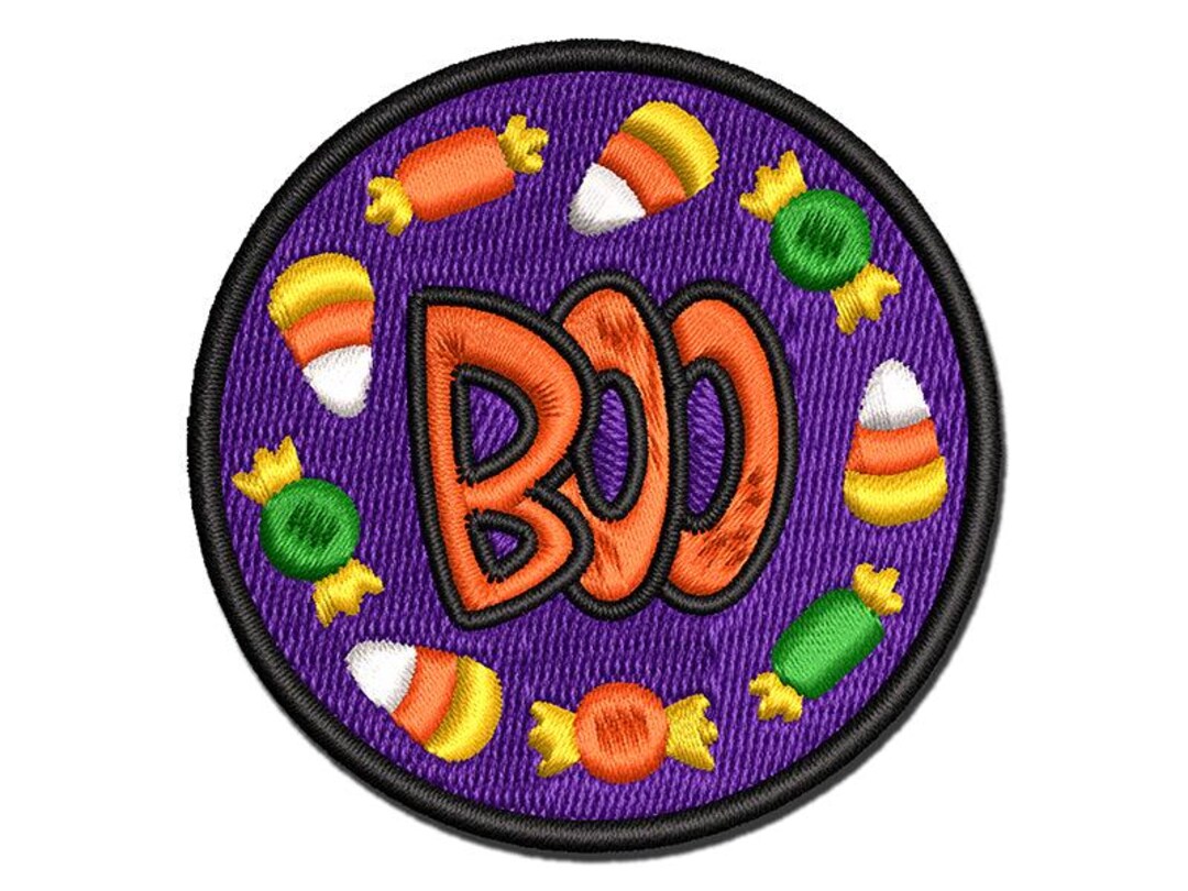 Boo Halloween Candy Multi-color Embroidered Iron-on or Hook & Loop ...
