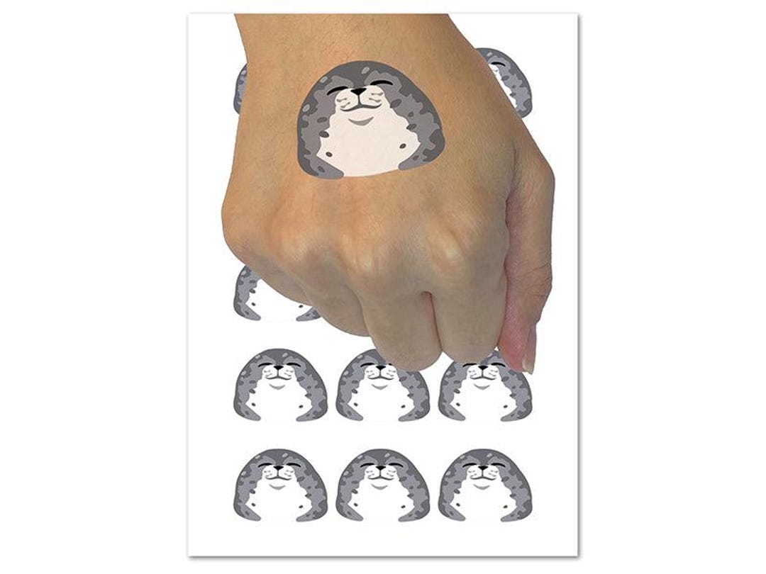 Sleeping Round Spotted Seal Temporary Tattoo Water Resistant Fake Body ...