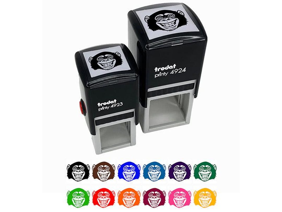 Grinning Chimpanzee Monkey Self-inking Rubber Stamp Ink Stamper - Etsy
