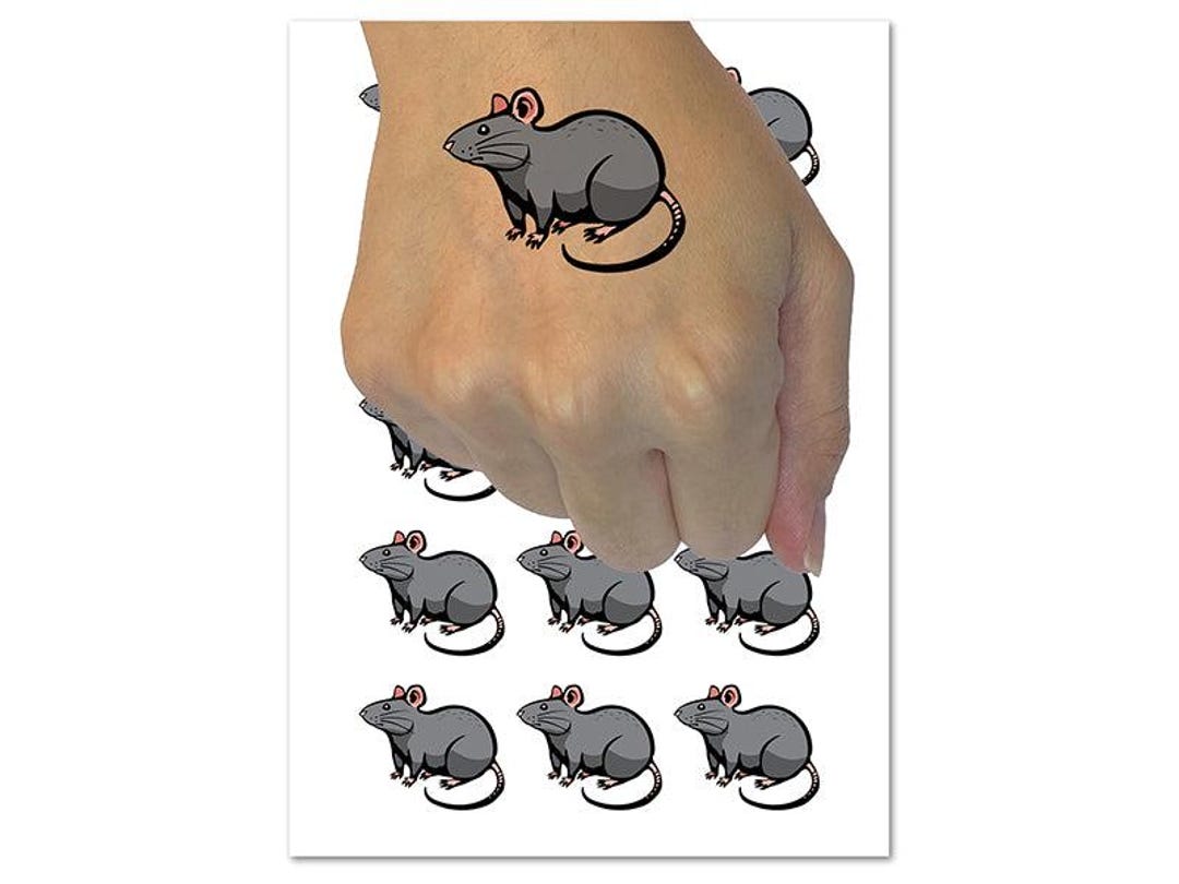 Curious Rat Rodent Temporary Tattoo Water Resistant Fake Body Art Set ...