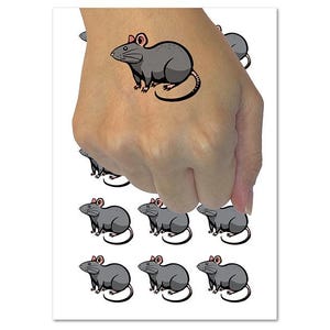Curious Rat Rodent Temporary Tattoo Water Resistant Fake Body Art Set ...
