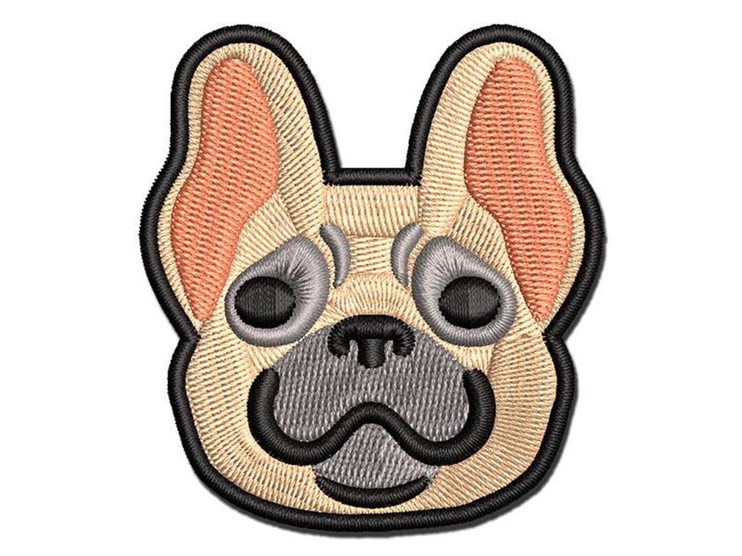 Happy French Bulldog Frenchie Dog Head Multi-color Embroidered Iron-on ...