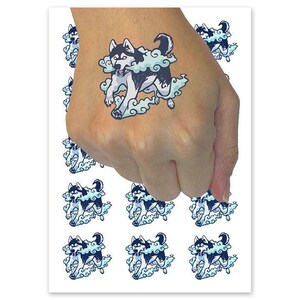Ethereal Siberian Husky Dog Cloud Mist Temporary Tattoo Water Resistant ...
