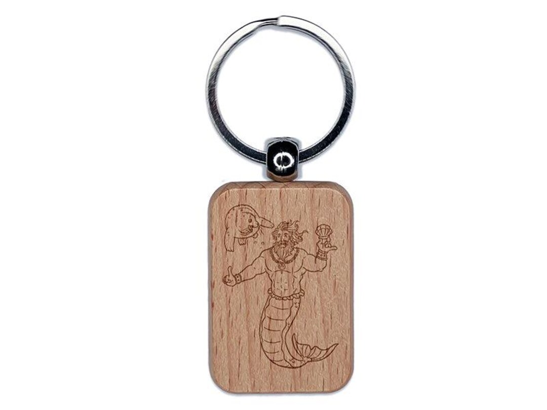 Merman Mermaid Training Seal Puppy With Clam Shell Engraved Wood ...