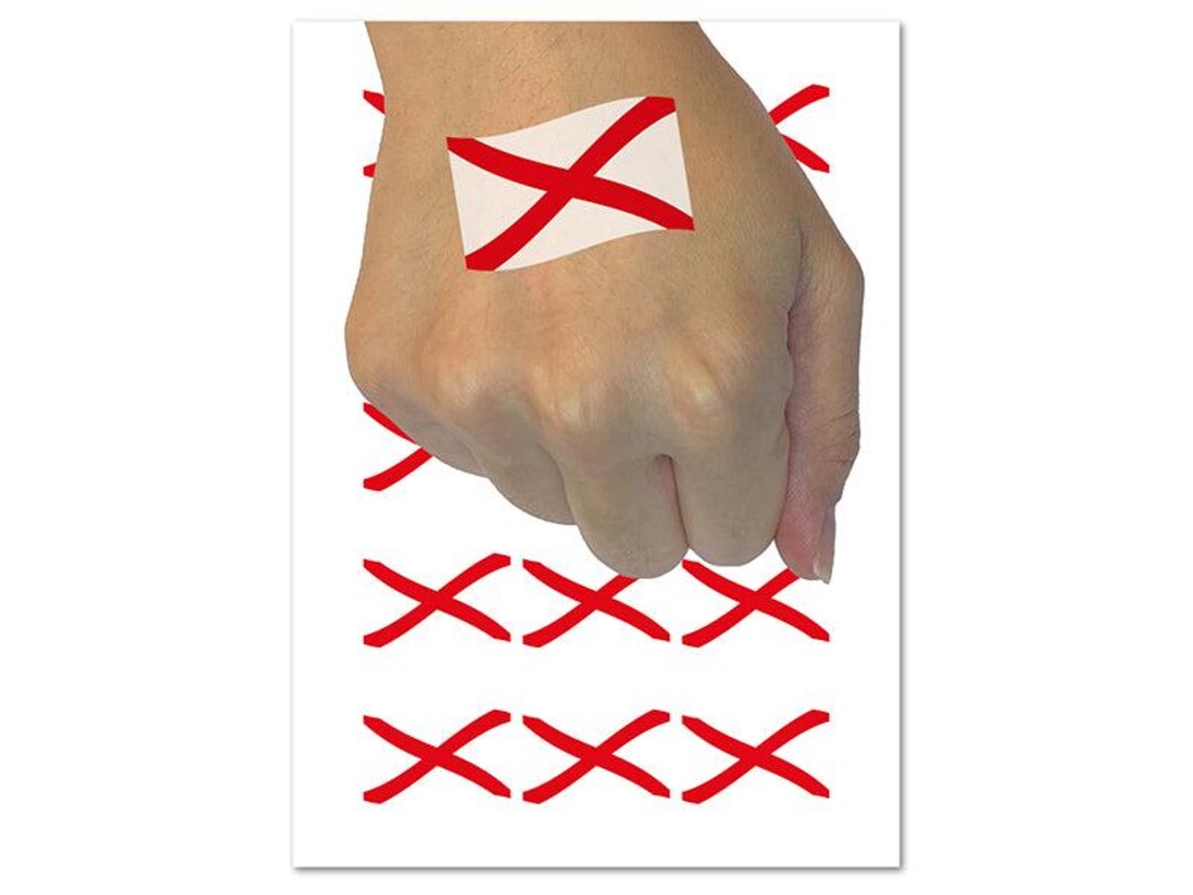 Alabama With Waving Flag Cute Temporary Tattoo Water Resistant Fake ...