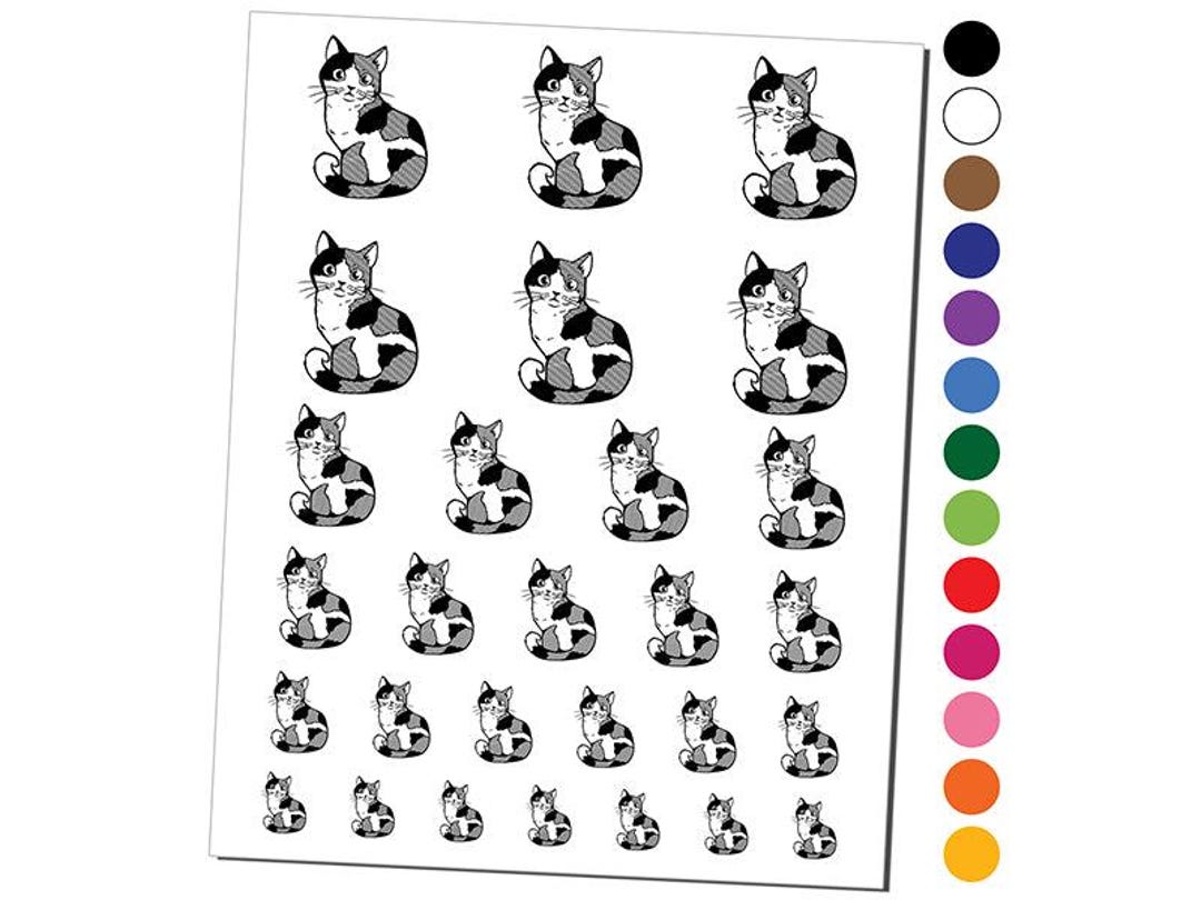 Cute and Curious Spotted Calico Cat Temporary Tattoo Water Resistant ...