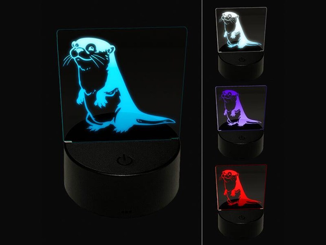 Curious and Cute River Otter Standing 3D Illusion LED Night Light Sign ...