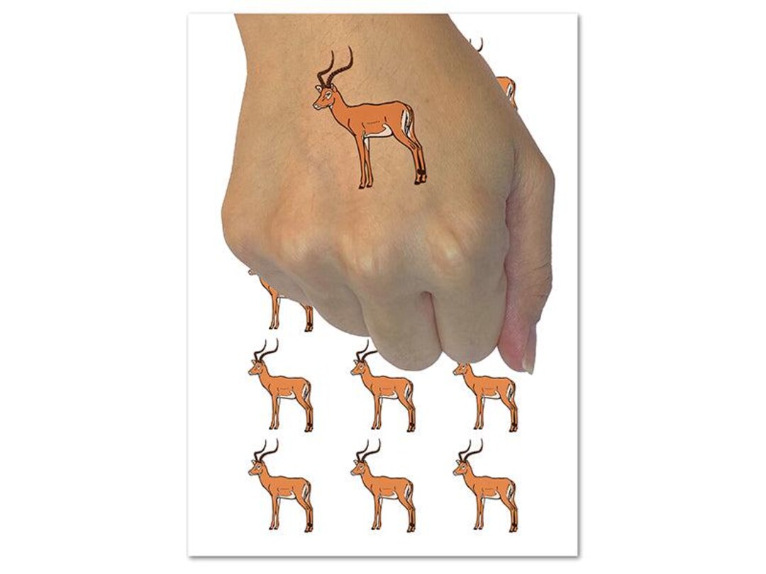 African Impala Antelope Temporary Tattoo Water Resistant Fake Body Art ...