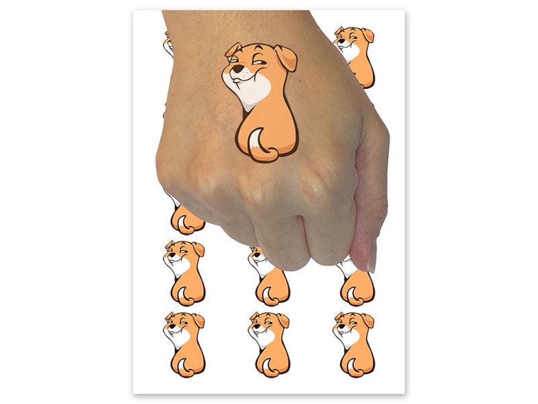 Cheeky Smile Dog Coy Temporary Tattoo Water Resistant Fake Body Art Set ...