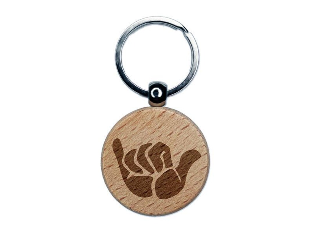 Shaka Hang Loose Surfer Sign Engraved Wood Round Keychain Tag Charm - Etsy
