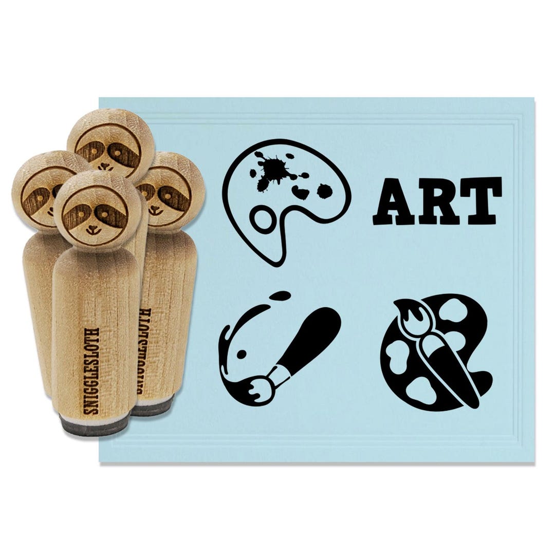 Art Painting Text Palette Brush Paintbrush Rubber Stamp Set for ...