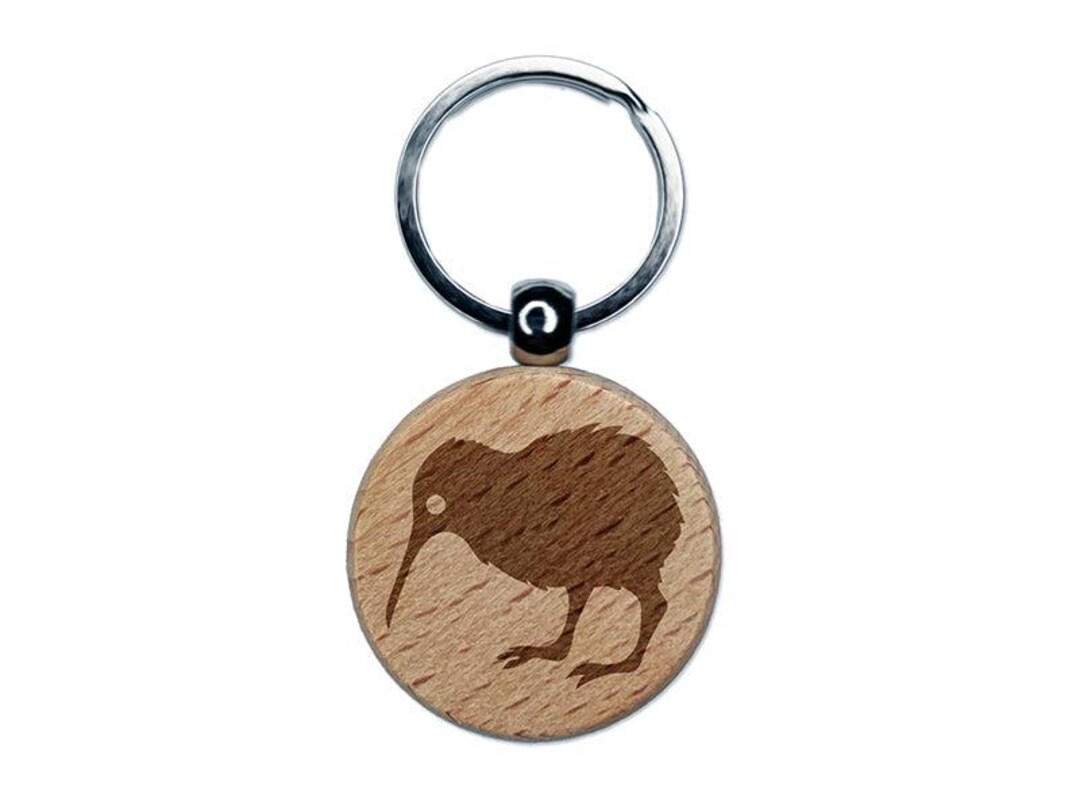 New Zealand Kiwi Bird Engraved Wood Round Keychain Tag Charm - Etsy
