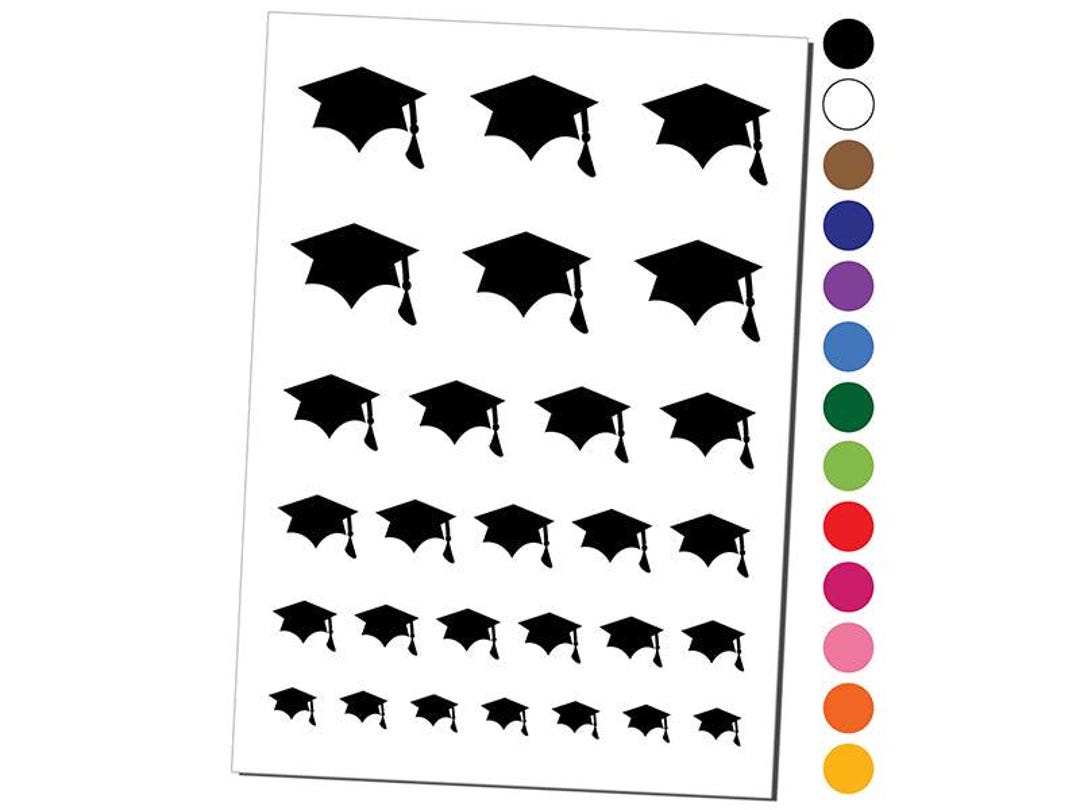 Graduation Cap Solid Temporary Tattoo Water Resistant Fake Body Art Set ...