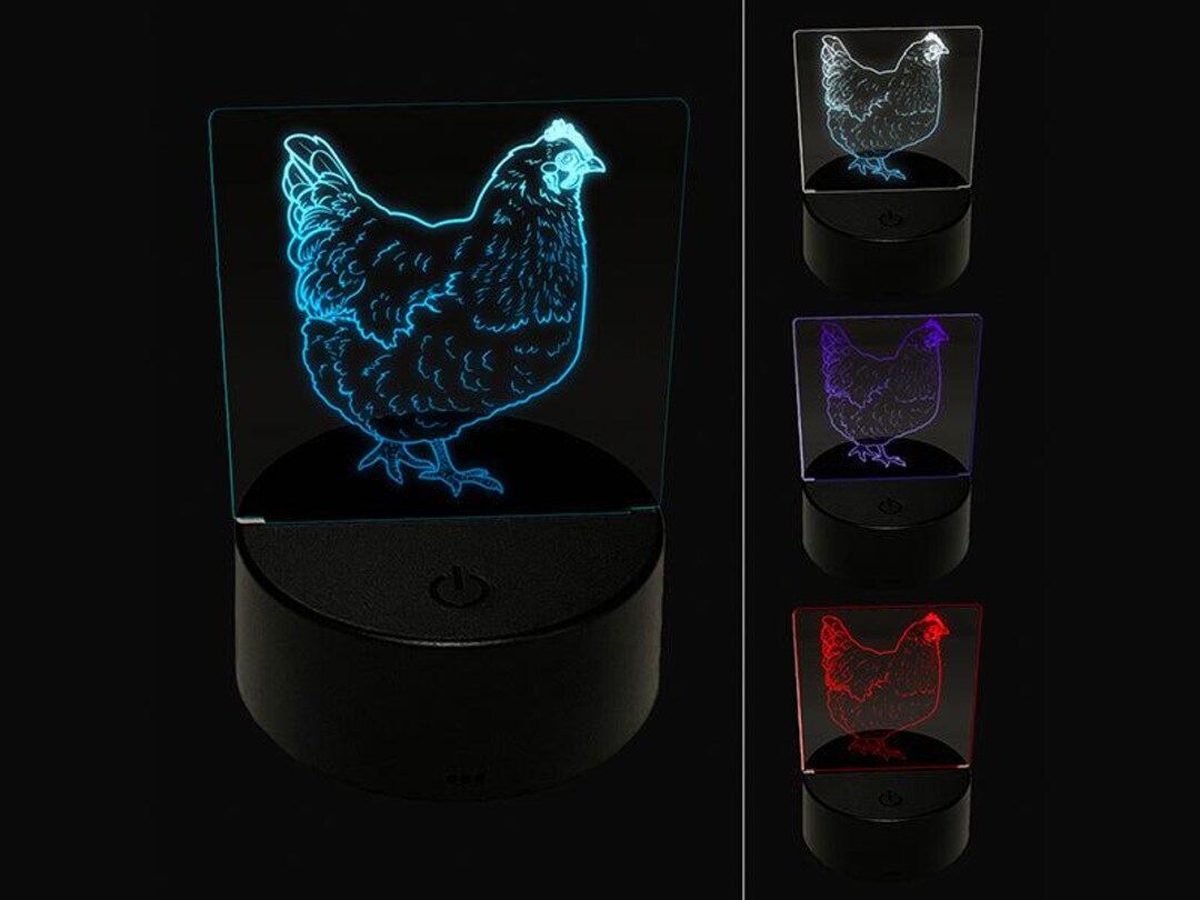 Plump Strutting Hen Chicken 3D Illusion LED Night Light Sign Nightstand ...