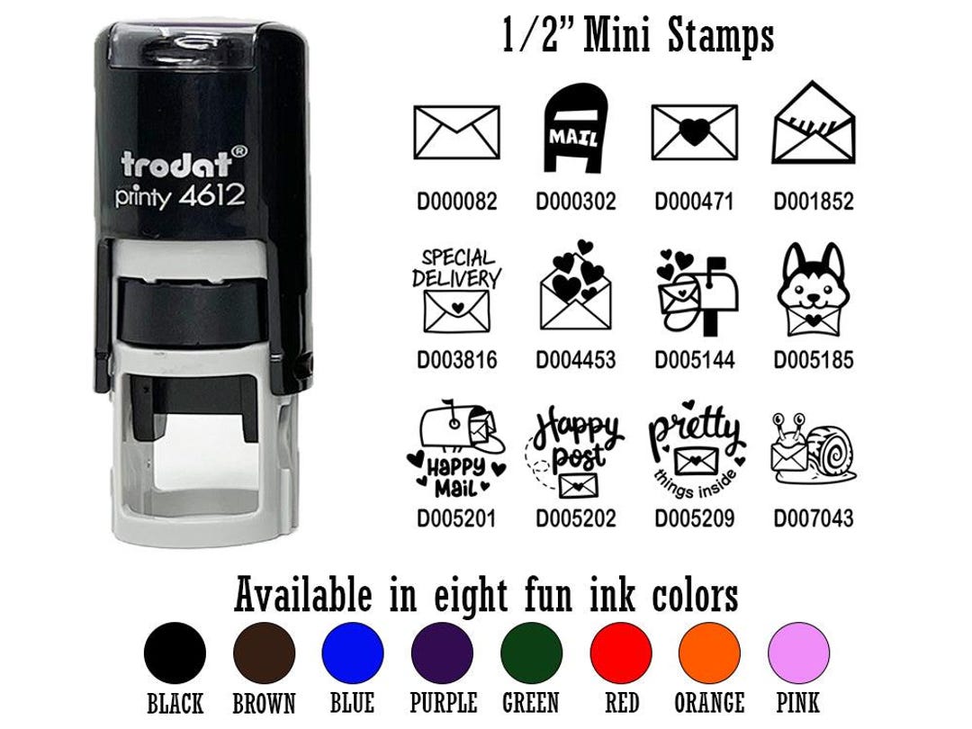Happy Mail Letter Envelope Business 1/2" Self-inking Rubber Stamp Ink ...