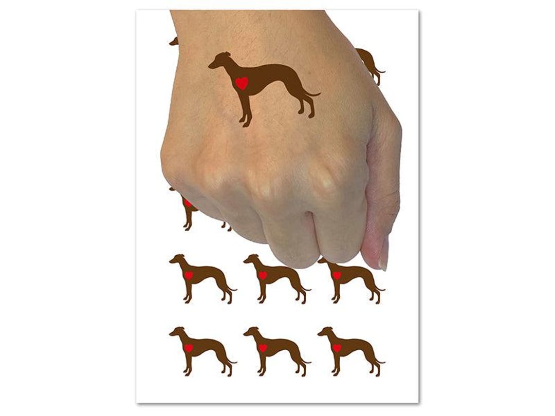 Whippet Dog With Heart Temporary Tattoo Water Resistant Fake Body Art ...