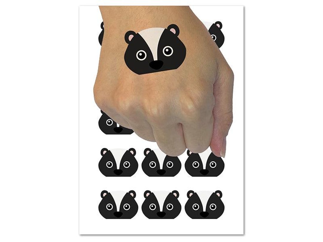 Peeking Skunk Temporary Tattoo Water Resistant Fake Body Art Set ...