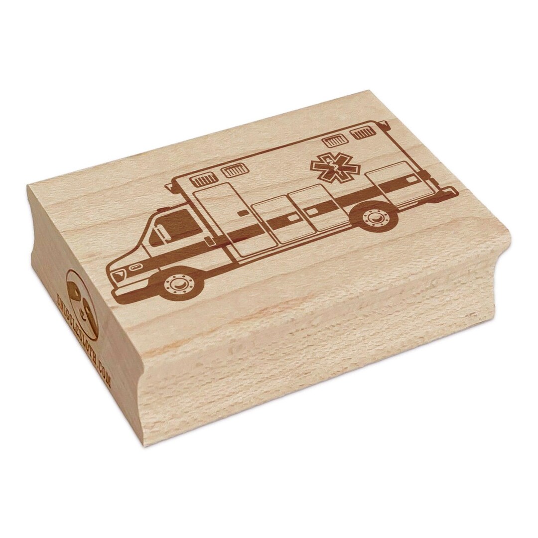 Ambulance EMT Emergency Service Vehicle Rectangle Rubber Stamp for ...