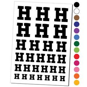 Letter H Uppercase Fun Bold Font Temporary Tattoo Water Resistant Fake ...