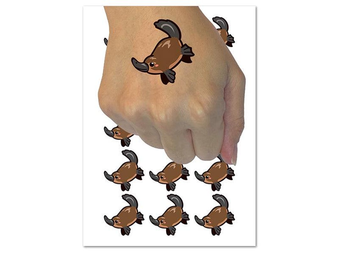 Swimming Kawaii Chibi Duck Billed Platypus Temporary Tattoo Water ...