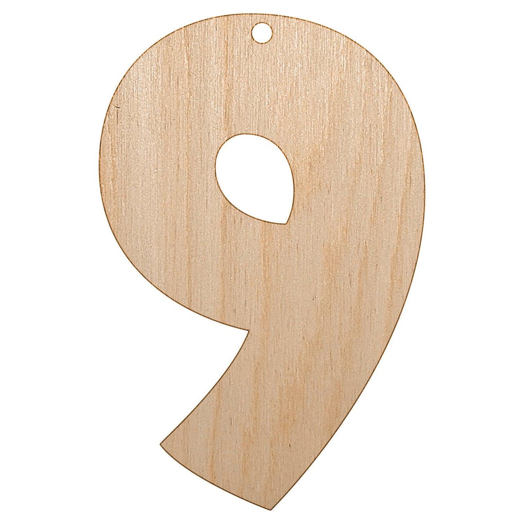 Number 9 Nine Fun Bold Font Unfinished Craft Wood Holiday Christmas ...