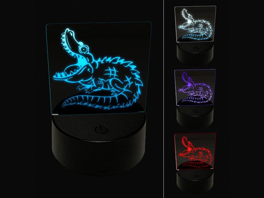 Hungry Crocodile Alligator 3D Illusion LED Night Light Sign Nightstand ...