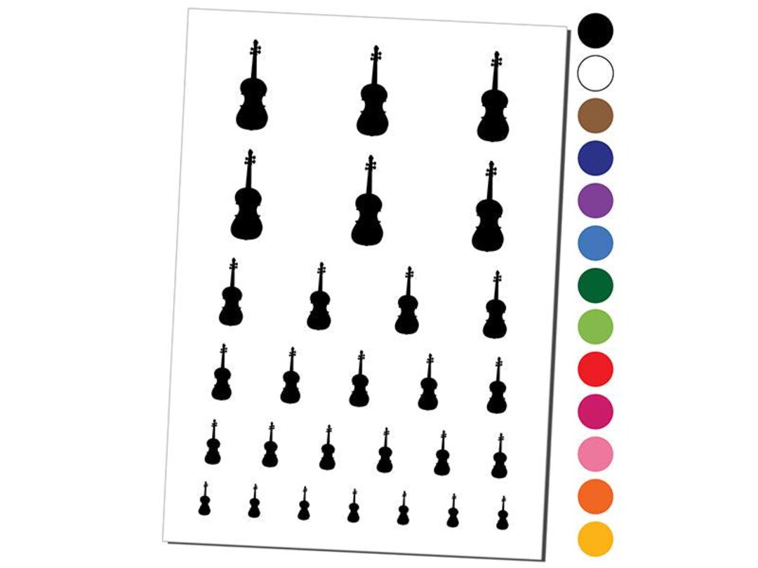 Violin Music Instrument Silhouette Temporary Tattoo Water Resistant ...