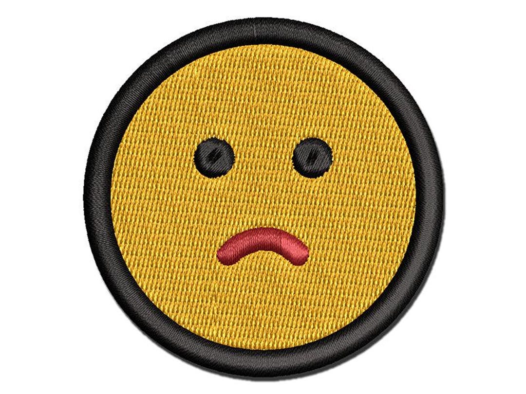 Sad Frown Face Emoticon Multi-color Embroidered Iron-on or Hook & Loop ...