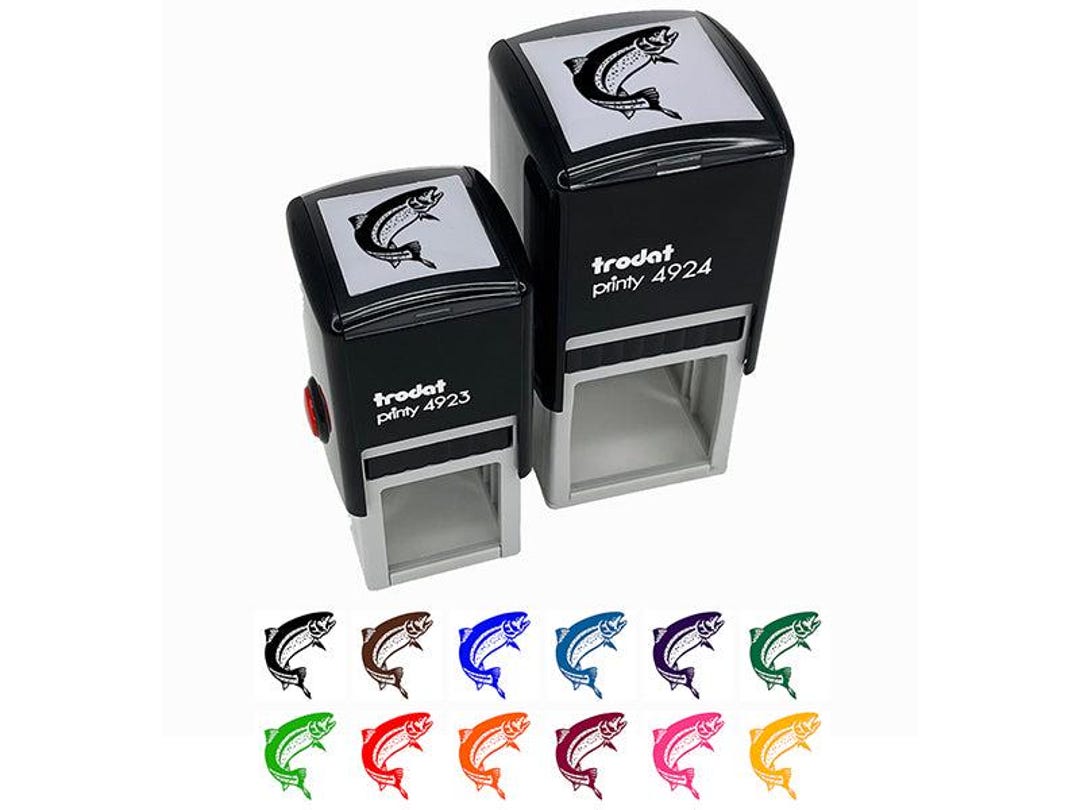 Jumping Rainbow Trout Fish Self-inking Rubber Stamp Ink Stamper. - Etsy
