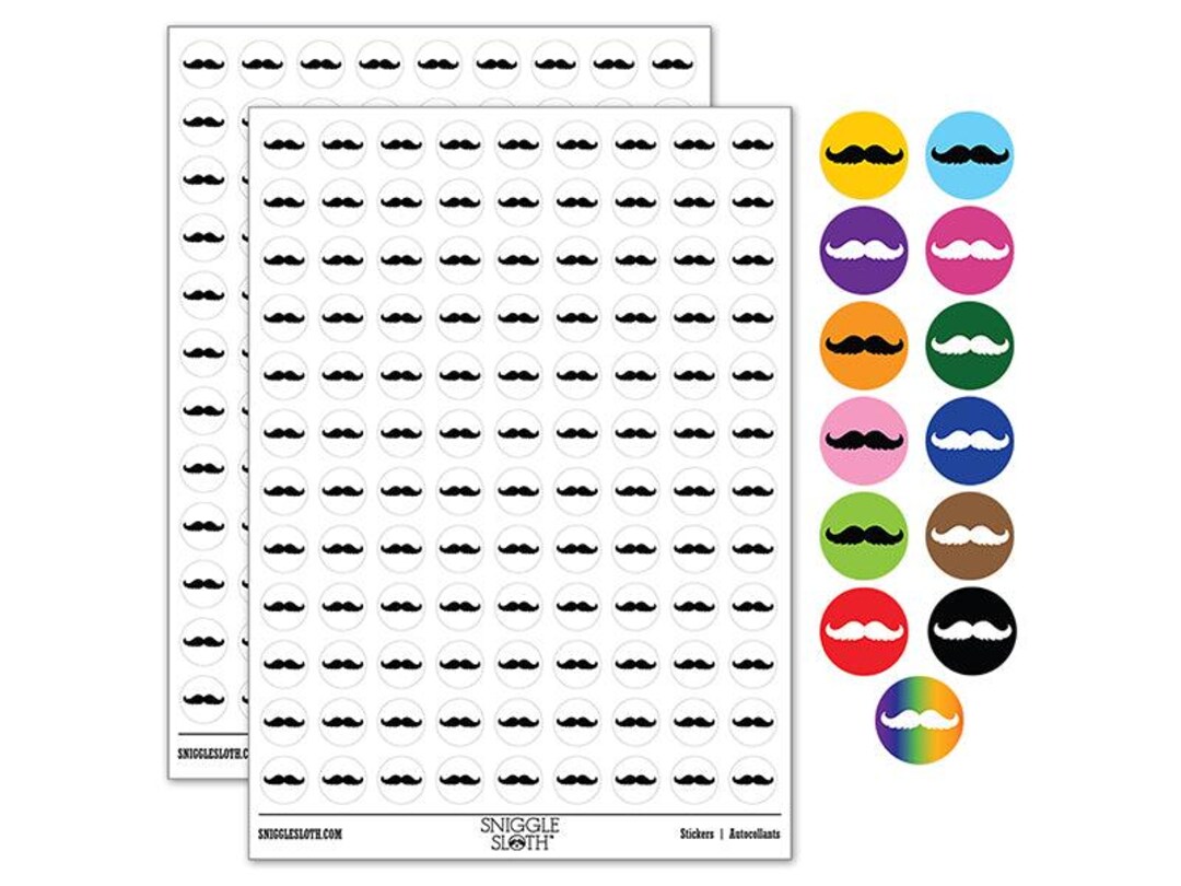 Gunslinger Mustache Moustache Silhouette 200+ 0.50 Inch Round Stickers ...