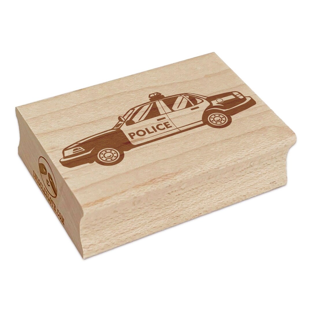 Police Car Law Enforcement Vehicle Rectangle Rubber Stamp for Stamping ...