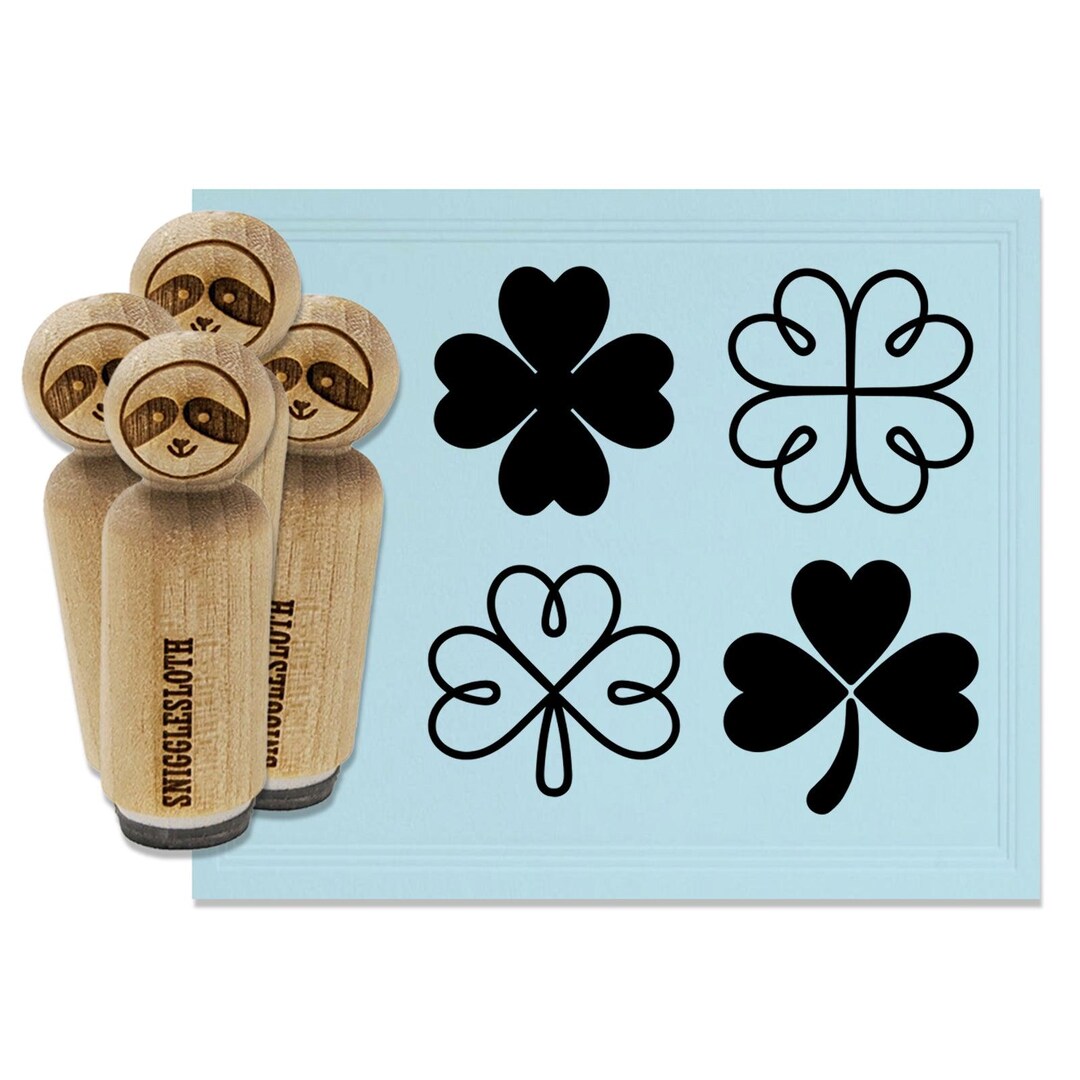 Lucky Shamrock Three Four Leaf Clover Rubber Stamp Set for Stamping ...