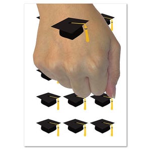 Graduation Cap Solid Temporary Tattoo Water Resistant Fake Body Art Set ...